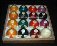 Antique Ivory Burt Double Stripe Fancy Pool Ball Set