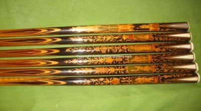 Antique French Marquetry Billiard Cues Circa 1830's